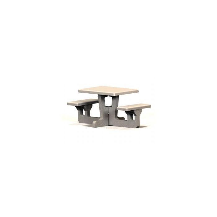 Rectangular Concrete Picnic Table with Game Top- 2 Seats