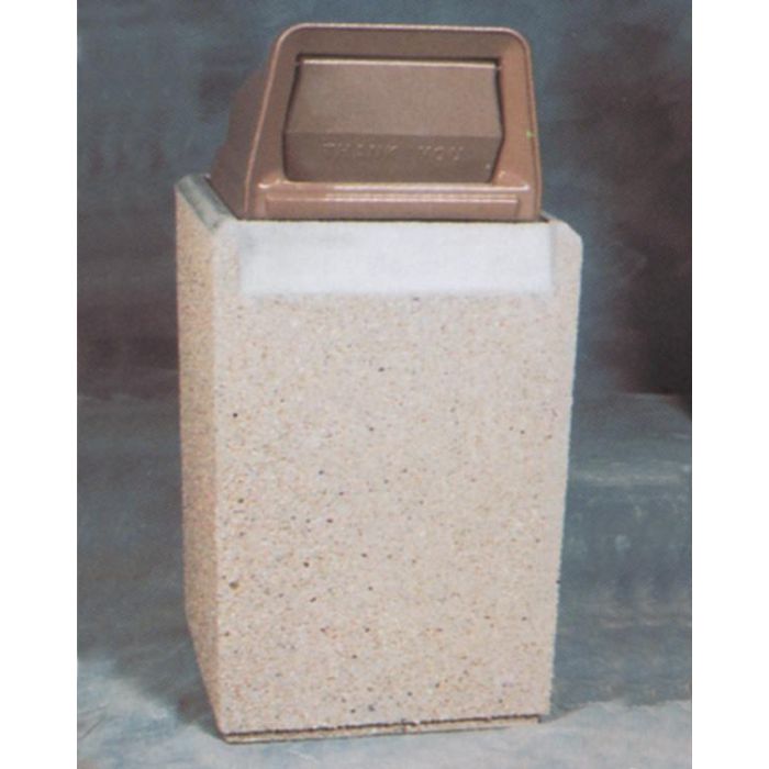 36-Gal. Square Covered Top Concrete Trash Receptacle - 25L x 25W x 37H