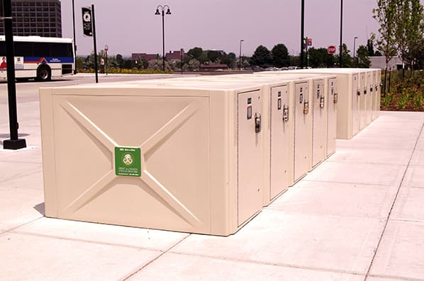 Bike lockers installed by towns as a source of revenue